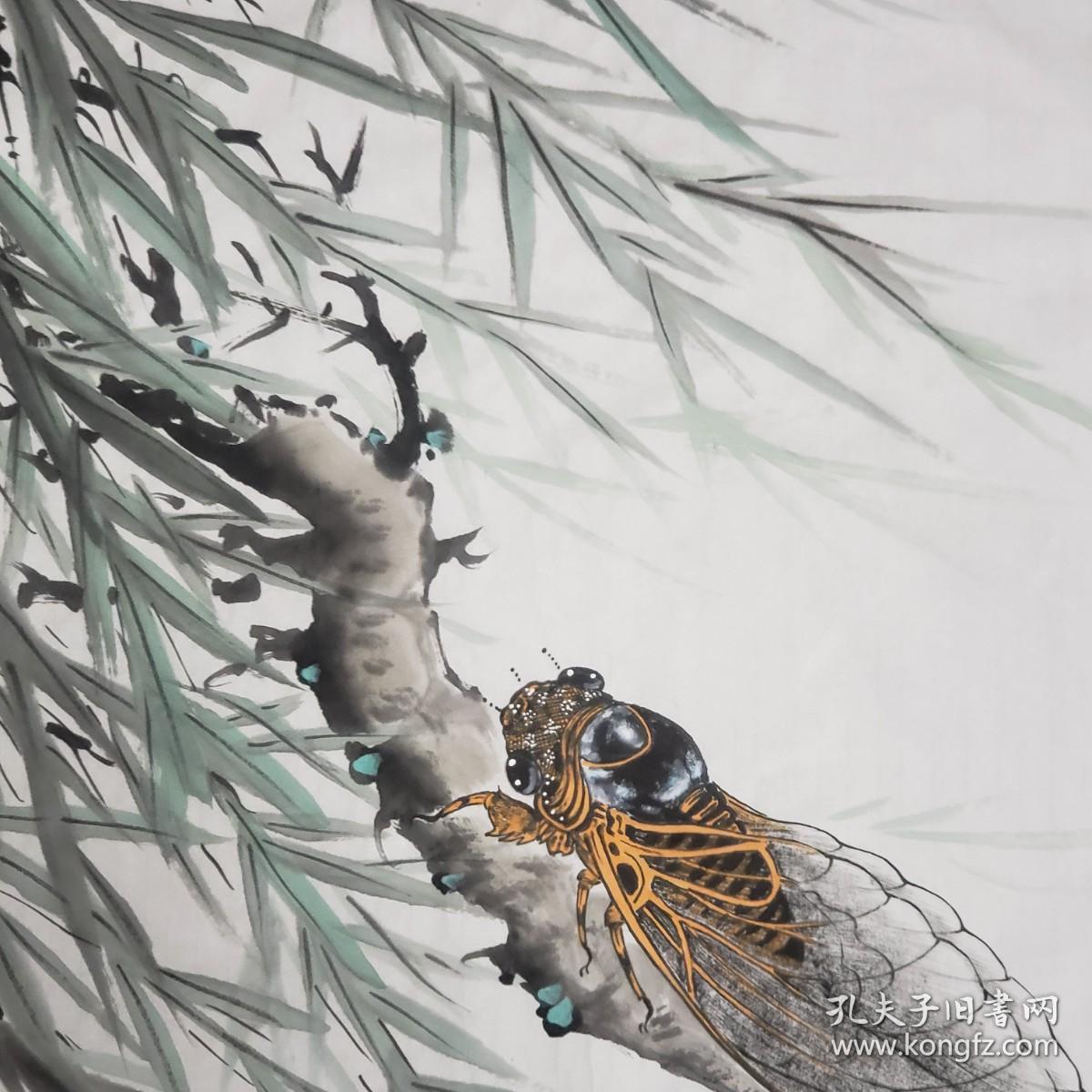 【图】〔花鸟专场〕【有合影】河北省美术家协会会员、河北润丰书画院院长、画蝉名家，袁东起创作《一鸣惊人》68*136cm，保真纯手绘,拍品信息,网上拍卖,拍卖图片,拍卖网,拍卖网站
