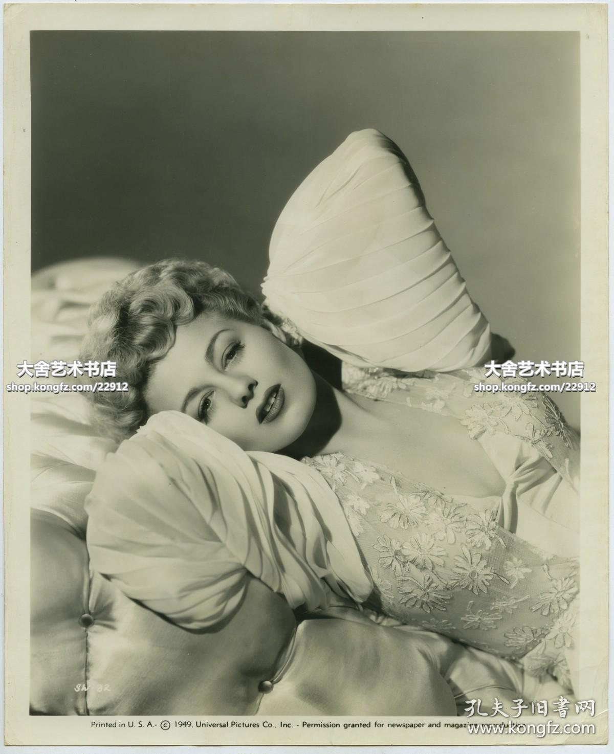 1949年美国女明星女影星，两届奥斯卡得主雪莉·温特斯（Shelley Winters）黑白肖像银盐老照片一张，25.2X20.6厘米。_未知 ...