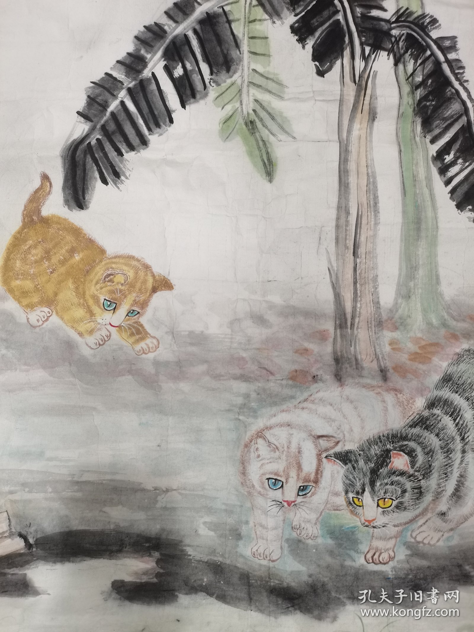 【图】四川小名家周开瑞国画，猫趣图47-86cm,拍品信息,网上拍卖,拍卖图片,拍卖网,拍卖网站