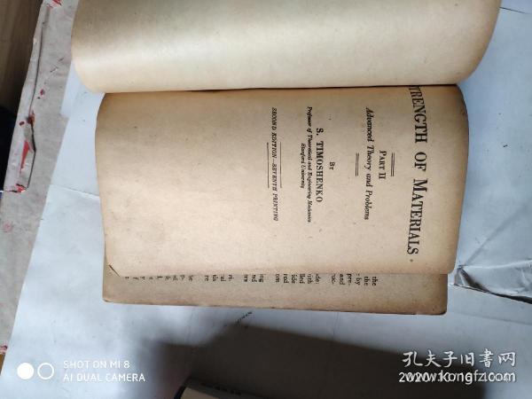 STRENGTH OF MATERIALS PART 2 Advanced Theory and problems_S.TIMOSHENKO_孔夫子旧书网